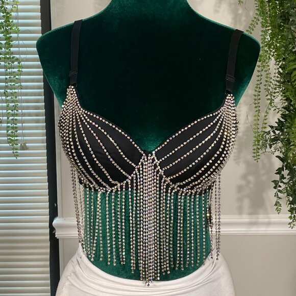Windsor | Tops | Windsor Rhinestone Fringe Bra Top | Poshmark